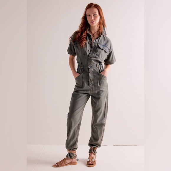 Free People | Pants & Jumpsuits | Free People Marci Coverall In Washed Black | Poshmark